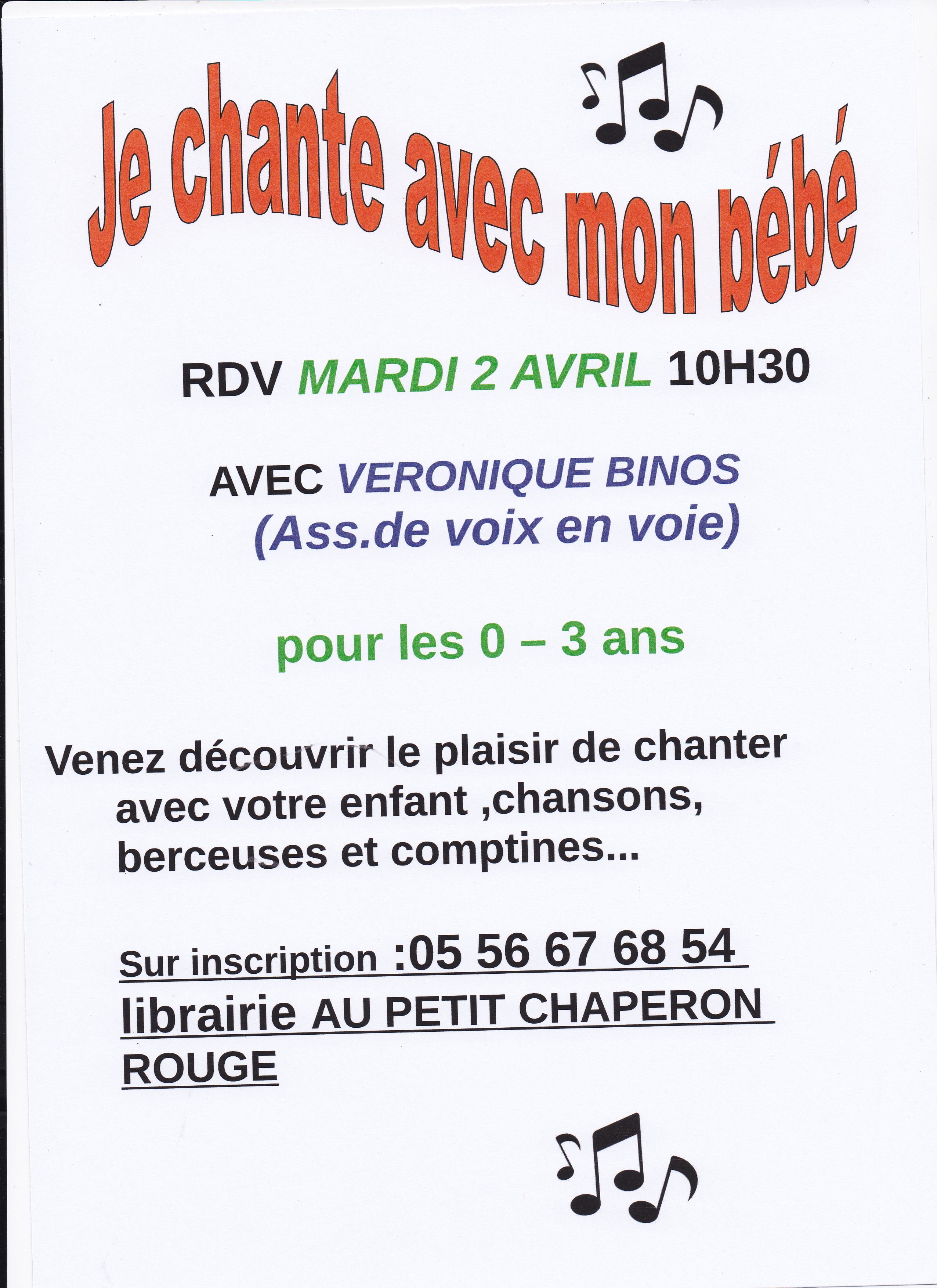 RDV MARDI 2 AVRIL 2024 10H30 | Au petit chaperon rouge